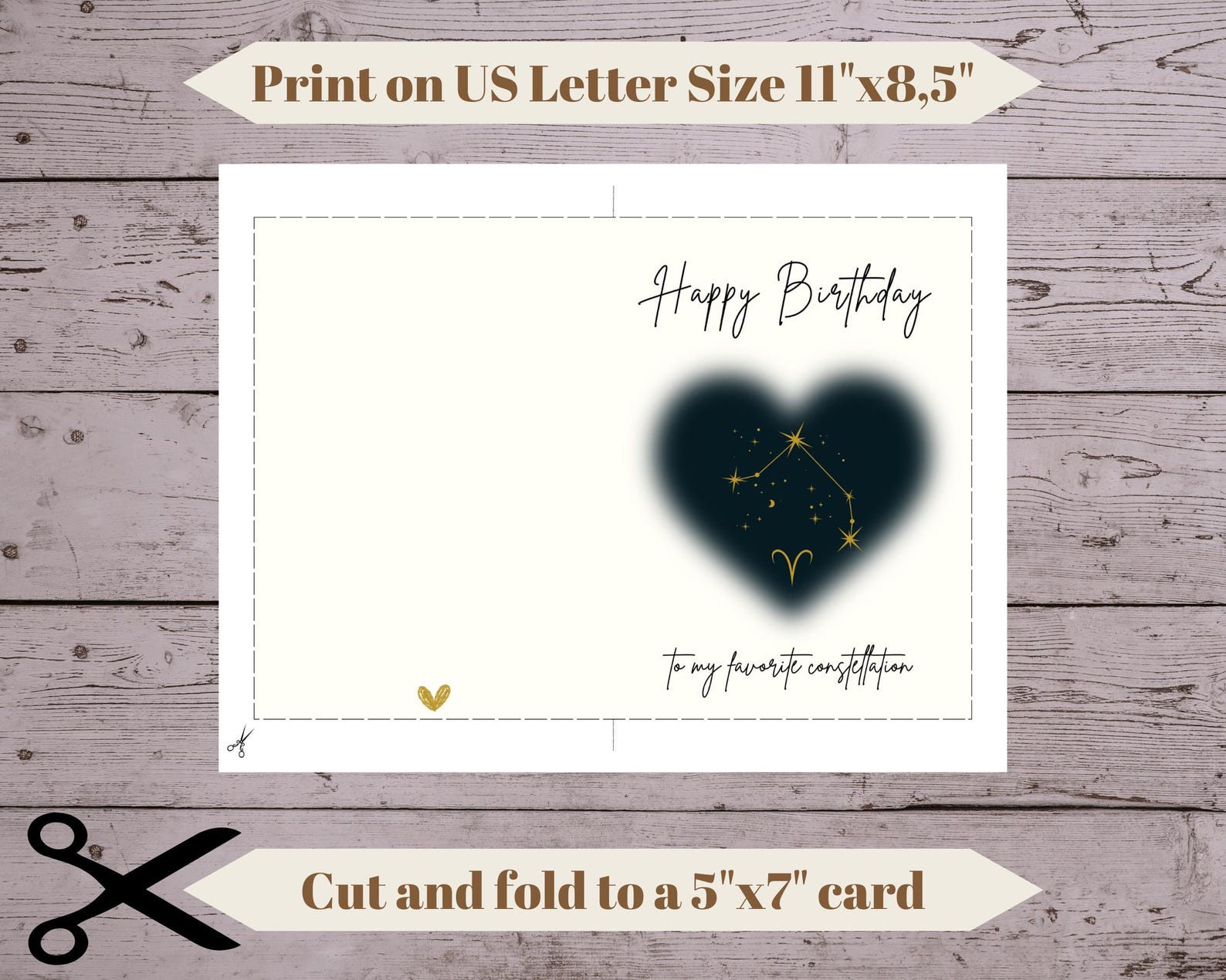 Aries Happy Birthday Card, Aries Constellation Greeting Card, Aura ...
