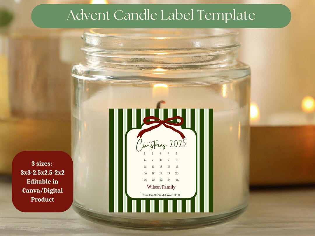 Advent Calendar Candle Label Template: DIY Christmas Countdown (digital ...