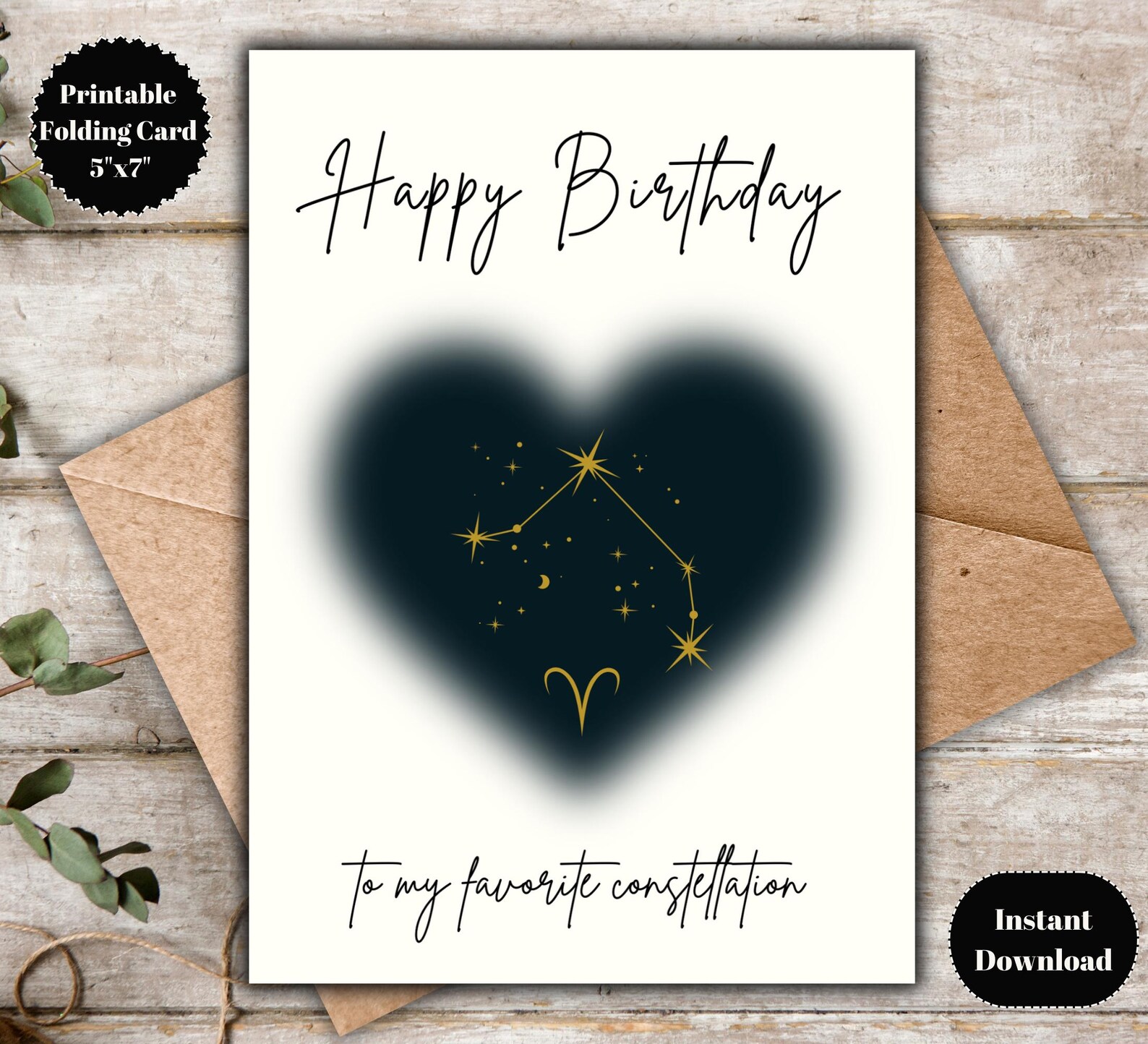 Aries Happy Birthday Card, Aries Constellation Greeting Card, Aura ...