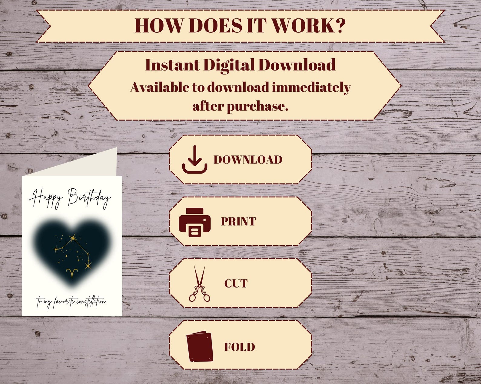 Aries Happy Birthday Card, Aries Constellation Greeting Card, Aura ...