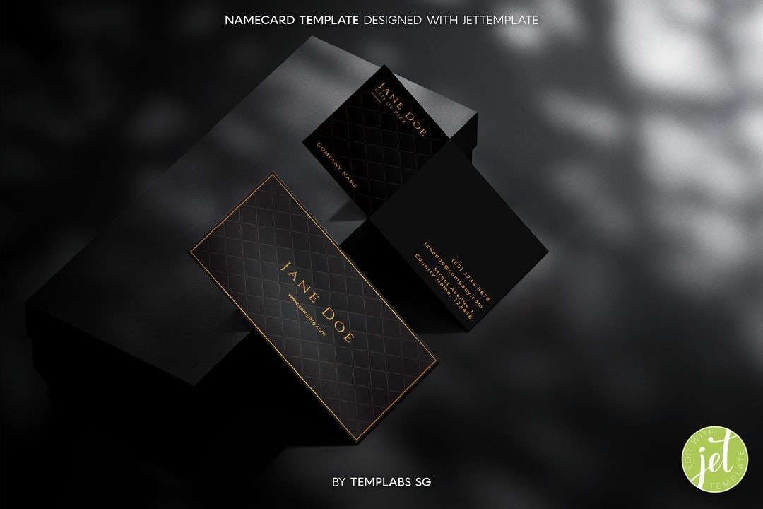 Formal Luxury Black and Gold Namecard/business Card Editable ...