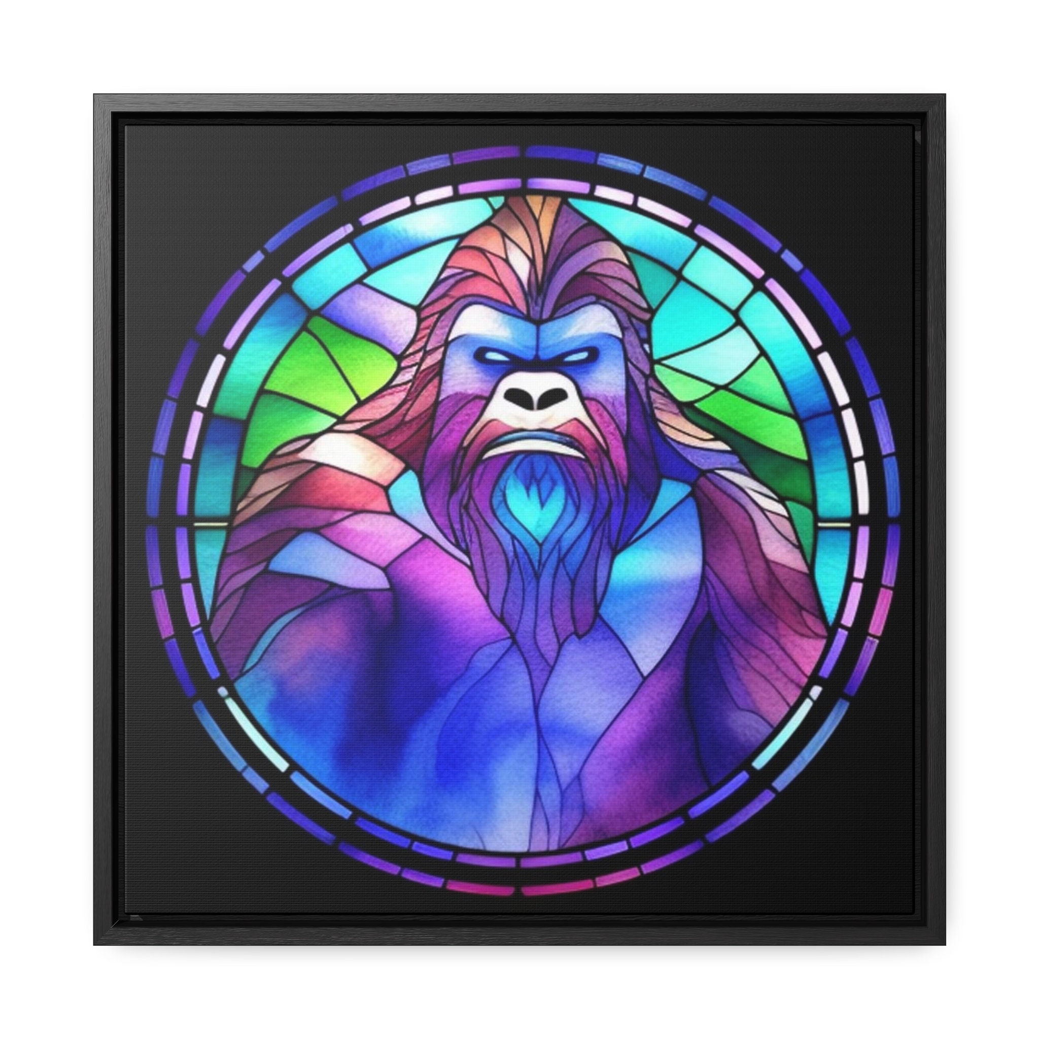 Bigfoot Sasquatch Stained Glass Style Portrait Purple Accents No. 3 ...