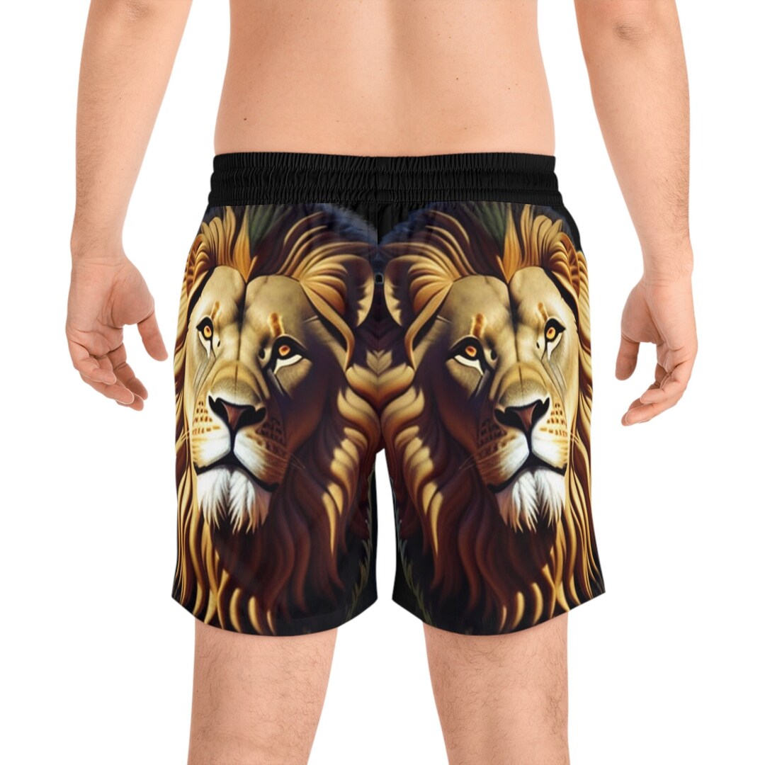 Lion Face to Face Big Cats Men's Mid-length Swim Shorts - Etsy