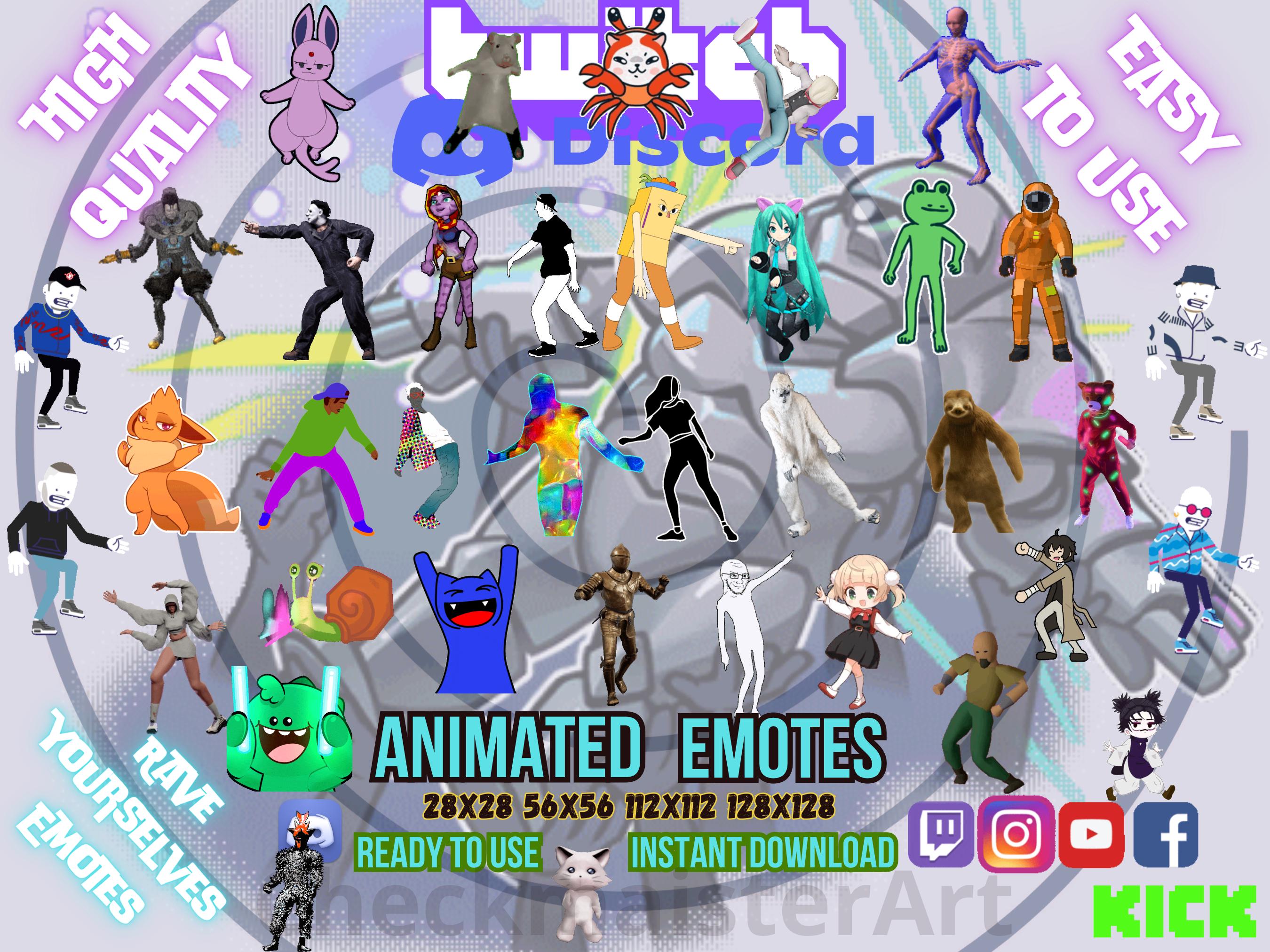 40 Animated Rave Emotes: Twitch, Discord, Stream, Dance (instant ...