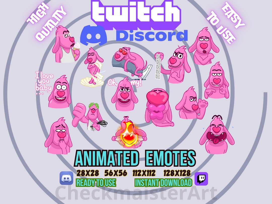 14 Animated Pink Dog Emotes, Twitch Emotes, Discord Emotes, Streamers ...