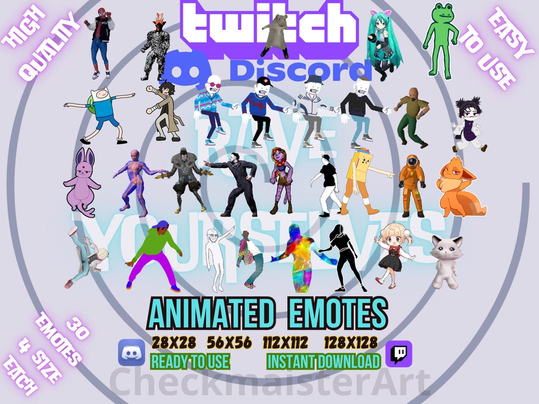 30 Animated Rave Emotes, Twitch Emotes, Discord Emotes, Dance Emotes ...