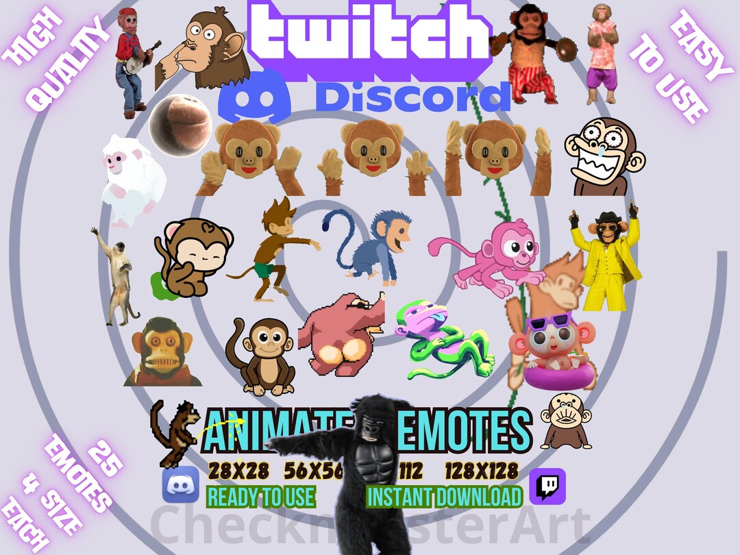 25 Animated Monkey Emotes, Twitch Emotes, Discord Emotes, Streamers ...