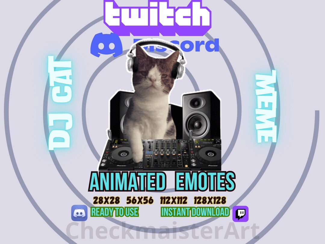 Animated Dj Cat Emote, Twitch Emotes, Discord Emotes, Cute Emote, Lmao ...