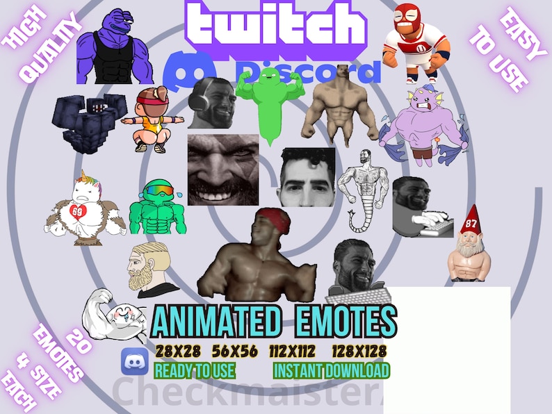 20 Animated Gigachad Emotes Bundle, Twitch Emotes, Discord Emoji, Flex ...