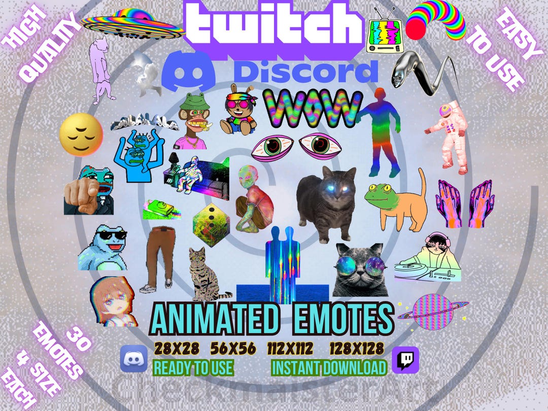 30 Animated Trippy Emotes: Twitch, Discord, Rave (digital Download) - Etsy