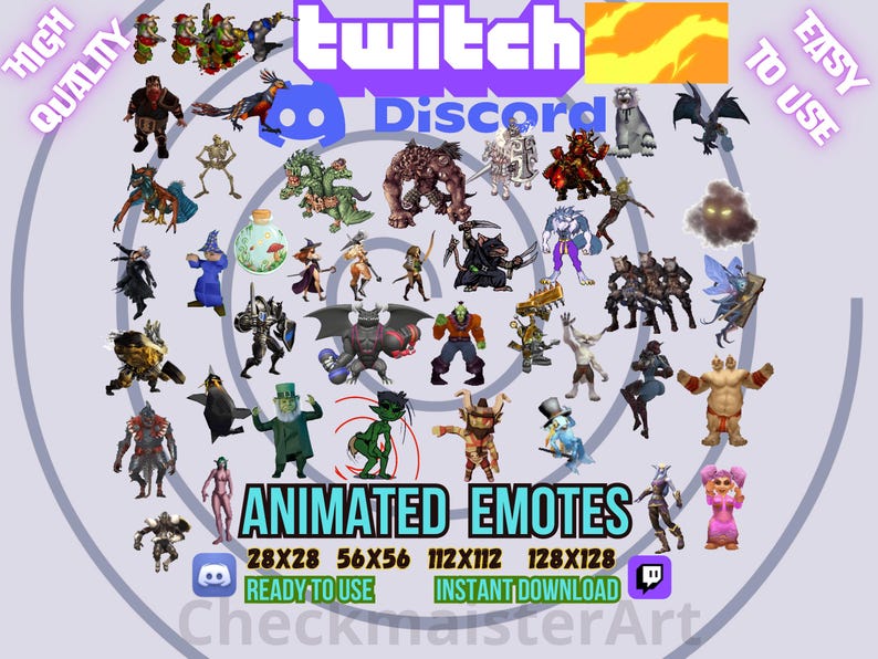 40 Animated Fantasy Emotes: Twitch, Discord, Streamers (digital ...