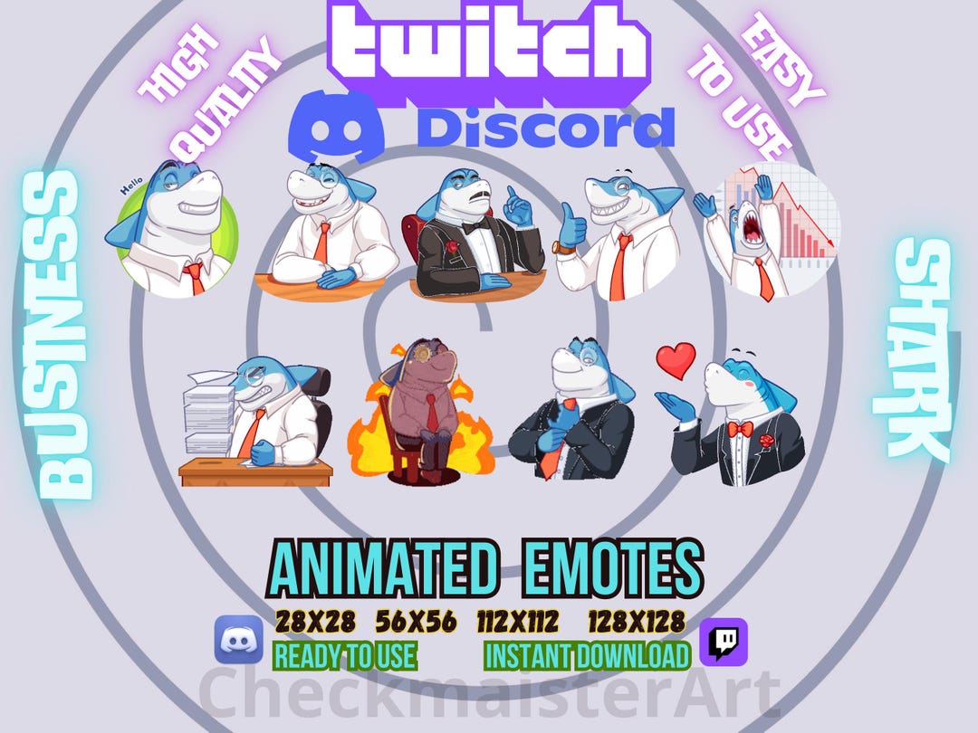 Animated Business Shark Emotes Bundle: Twitch, Discord, Kick, Youtube ...
