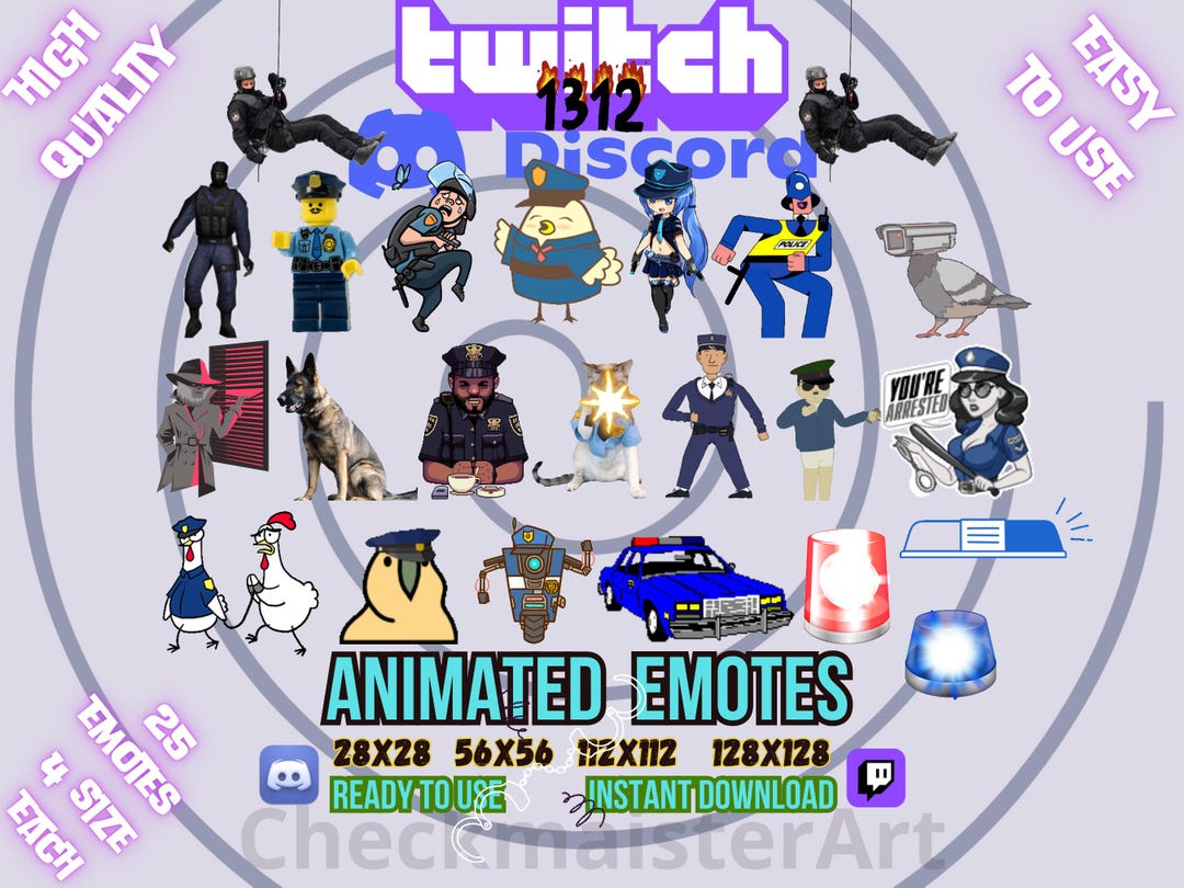 25 Animated Police Emotes Bundle, Twitch Emotes, Discord Emotes, Weewoo ...
