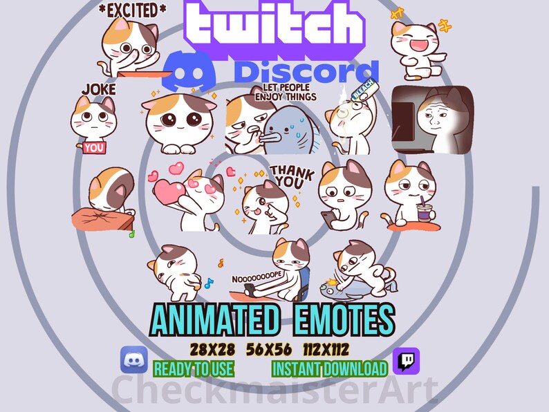 15 Animated Pretty Cool Kitty Cat Emotes, Twitch Emote, Discord Emote ...