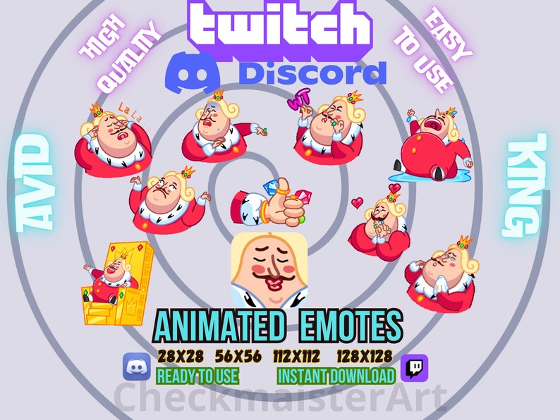 Animated King Emotes Bundle: Twitch, Discord, Youtube - Etsy