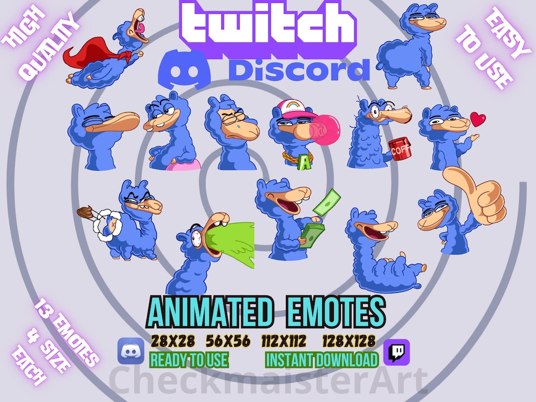 Animated Alpaca Twitch Emotes: Funny Llama Streamer Pack (digital ...