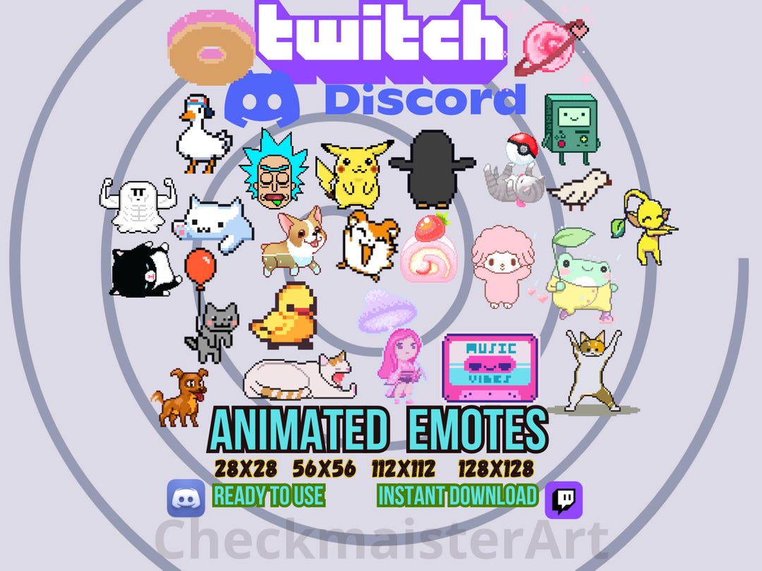 25 Animated Kawaii Pixel Art Emotes: Twitch, Discord, Streamer (digital ...