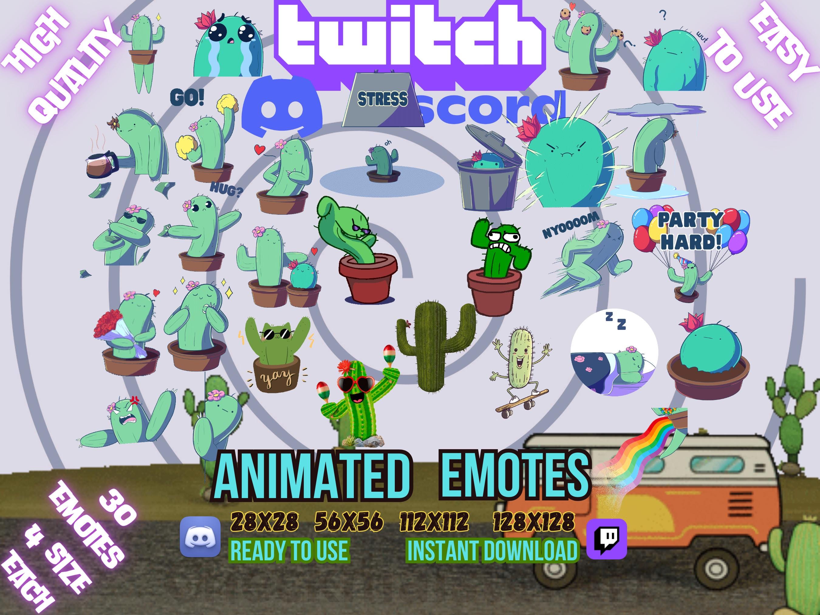 30 Animated Green Cactus Emotes: Twitch, Discord, Streaming (digital ...