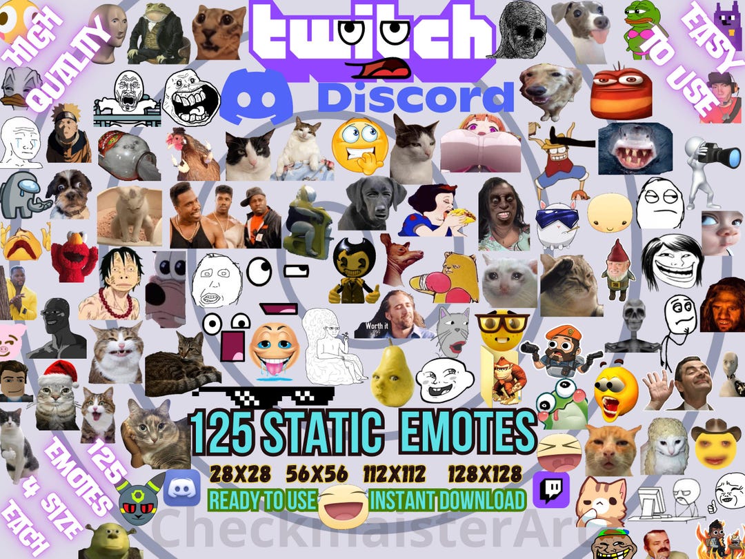 125 STATIC Meme Emotes, Twitch Emotes, Discord Emote, Lmao Emote, Funny ...