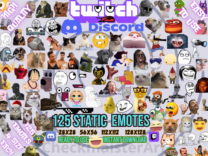 125 STATIC Meme Emotes, Twitch Emotes, Discord Emote, Lmao Emote, Funny ...