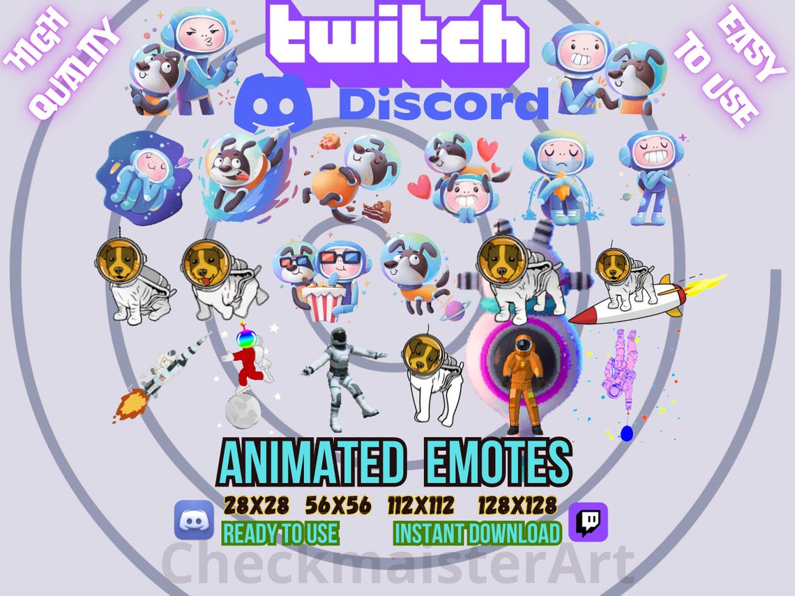 21 Animated Space Emotes: Twitch, Discord, Youtube (instant Download ...
