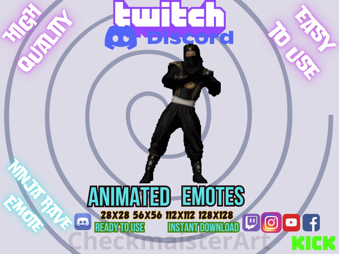 Animated Ninja Rave Emote: Twitch/discord Streamer Vibe (digital ...