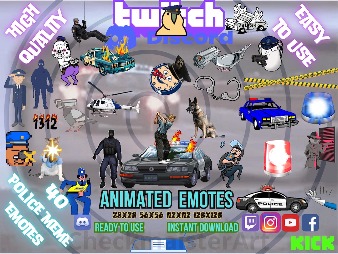 40 Animated Police Emotes: Twitch/discord Streamer Memes Pack (digital ...