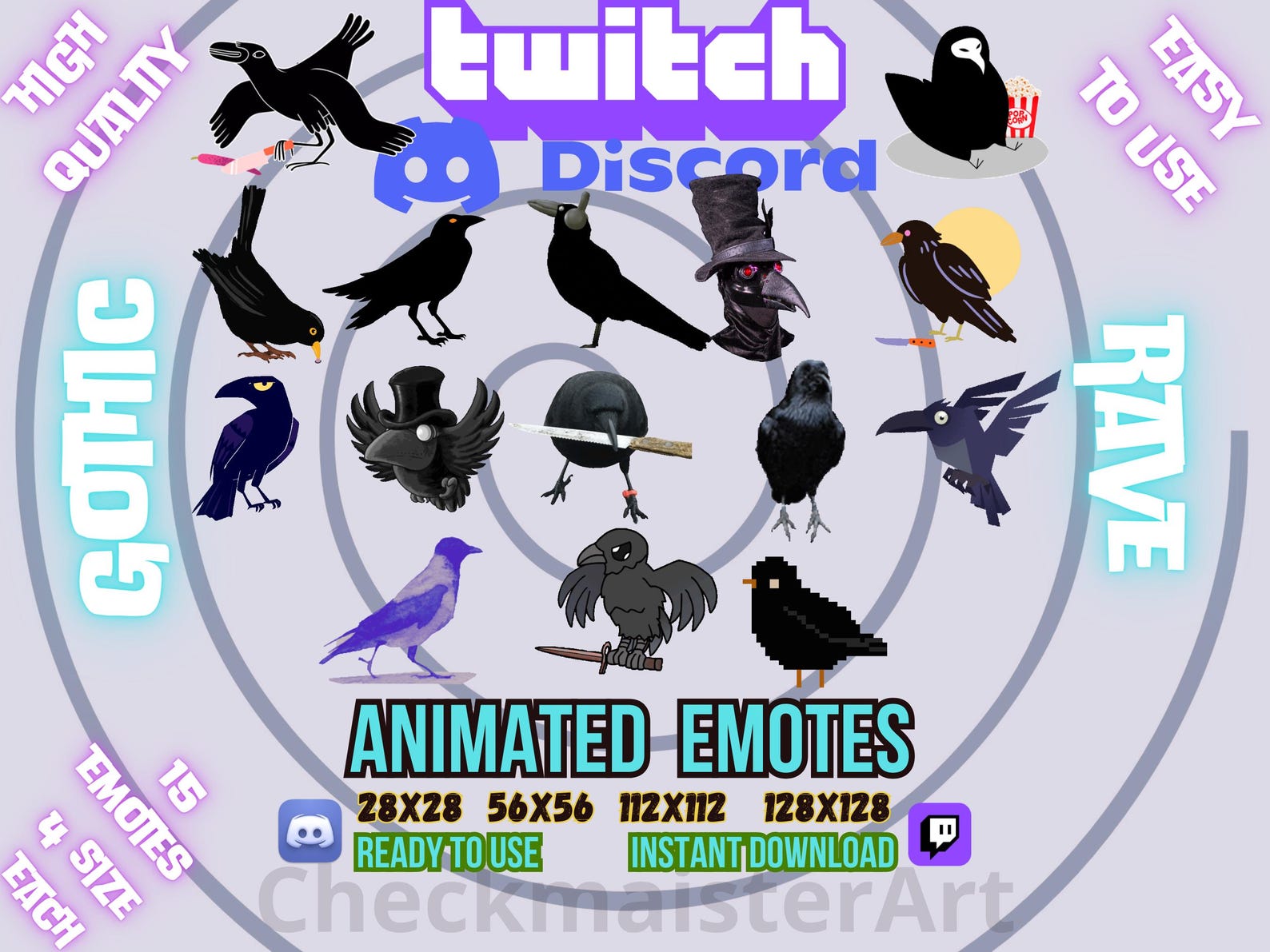 15 Animated Crow Emotes: Twitch, Discord, Youtube (digital Download) - Etsy