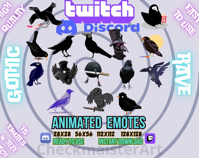 Raven & Crow Emote Pack 3 | Blackbird Emotes for Twitch, Discord ...