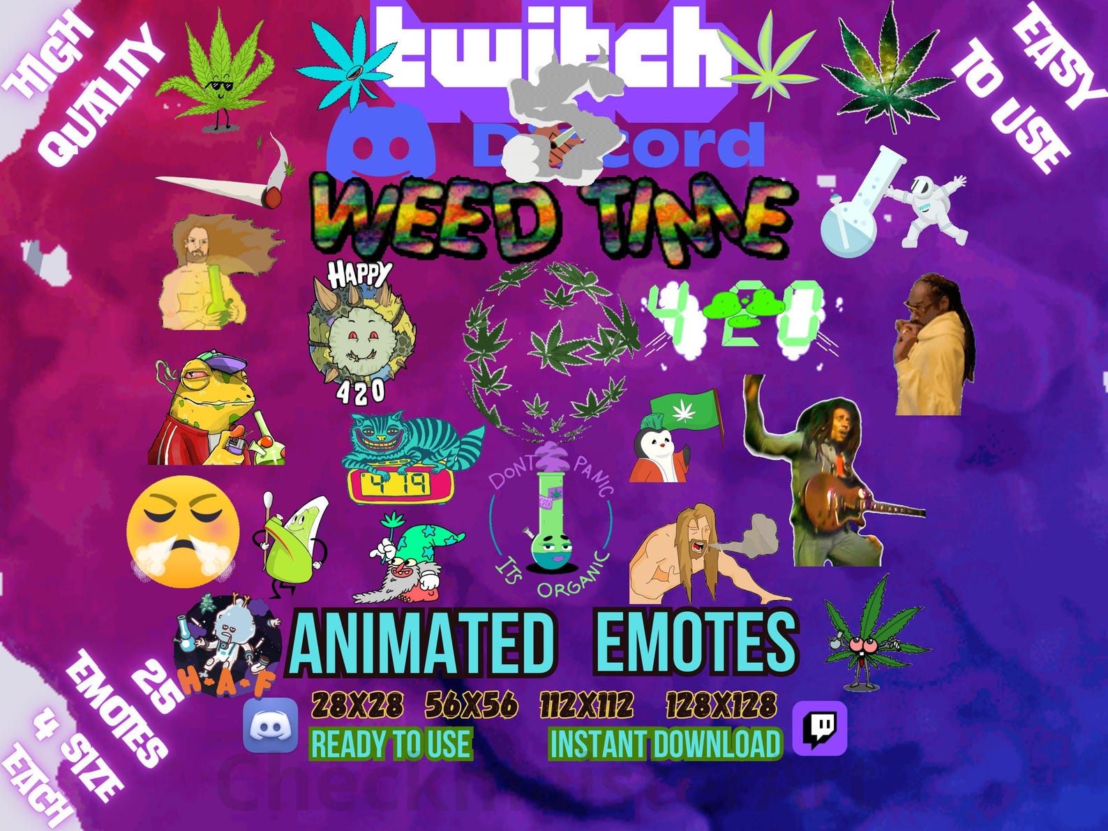 25 Animated 420 Emotes, Twitch Emotes, Discord Emotes, Streamers Gamers ...