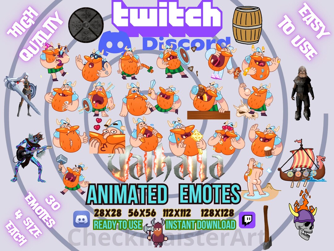 Animated Viking Emotes: Twitch, Discord, Youtube (instant Download .ZIP ...