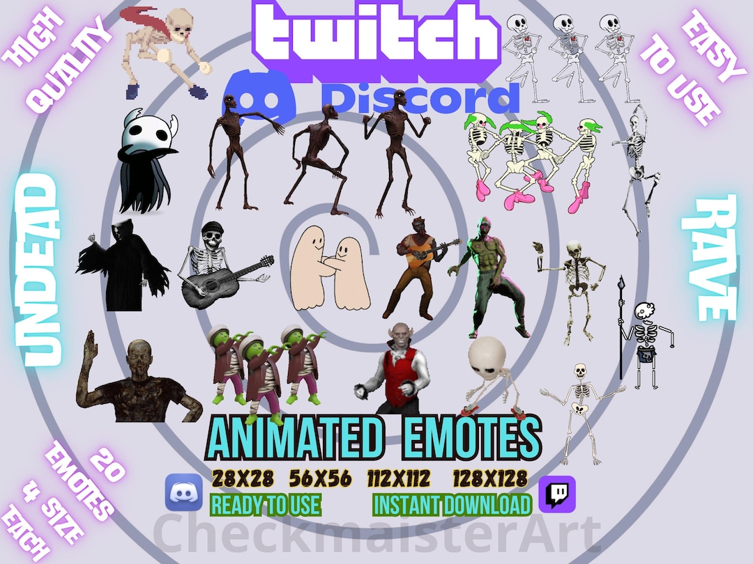20 Animated Undead Rave Emotes, Twitch Emote, Discord Emote, Dance ...