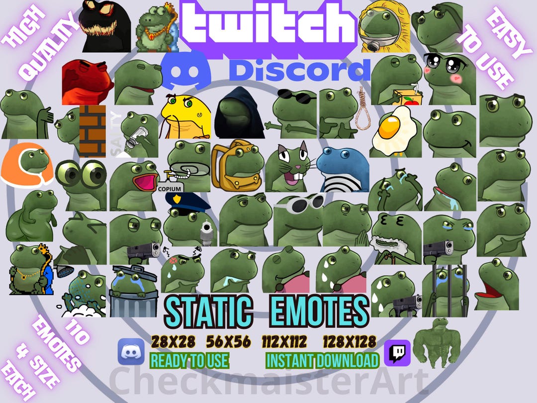 110 Meme Frog Emotes, Static Emote, Twitch Memes, Discord Stickers ...