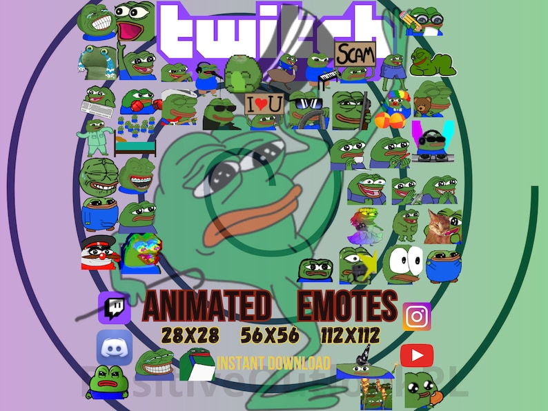 101 Animated Pepe Emotes Bundle: Twitch, Discord, Youtube (digital ...