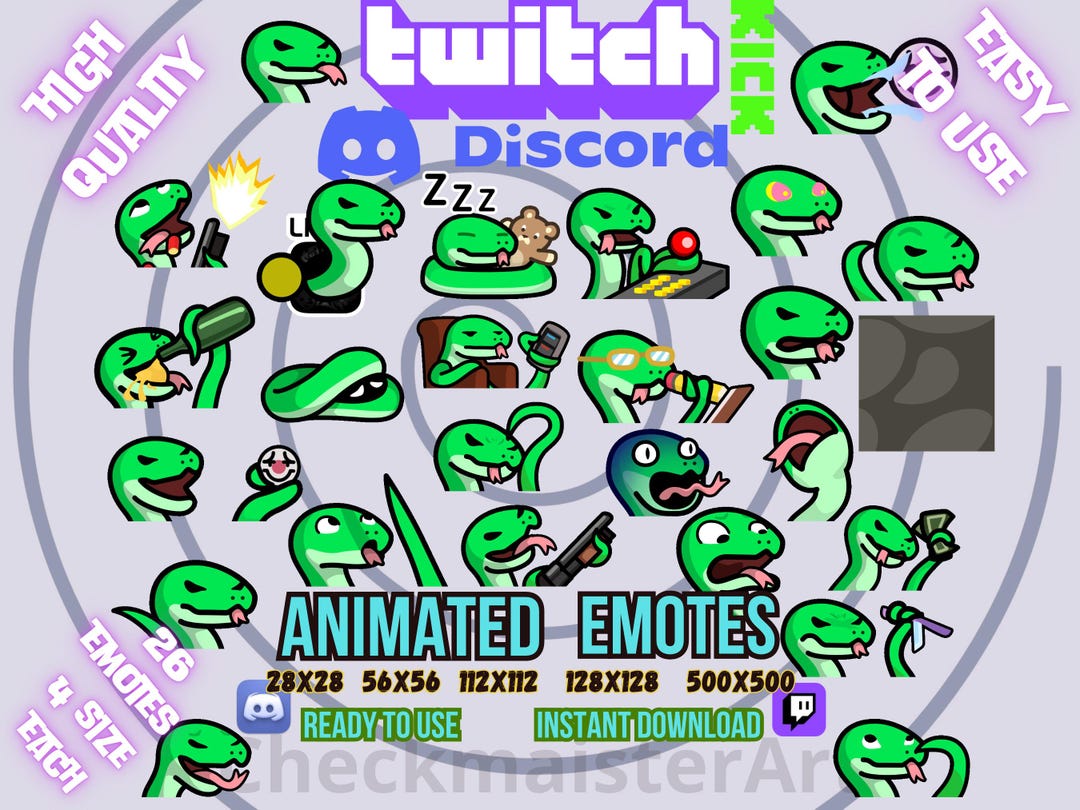 26 Animated Green Wood Snake Emotes, Twitch Emote, Discord Emojis, Kick ...