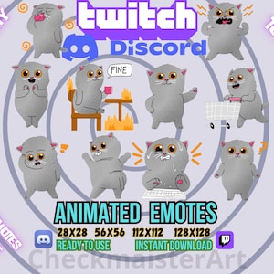 10 Animated Blue Cat Emotes Twitch Animation Discord Emote Expression ...