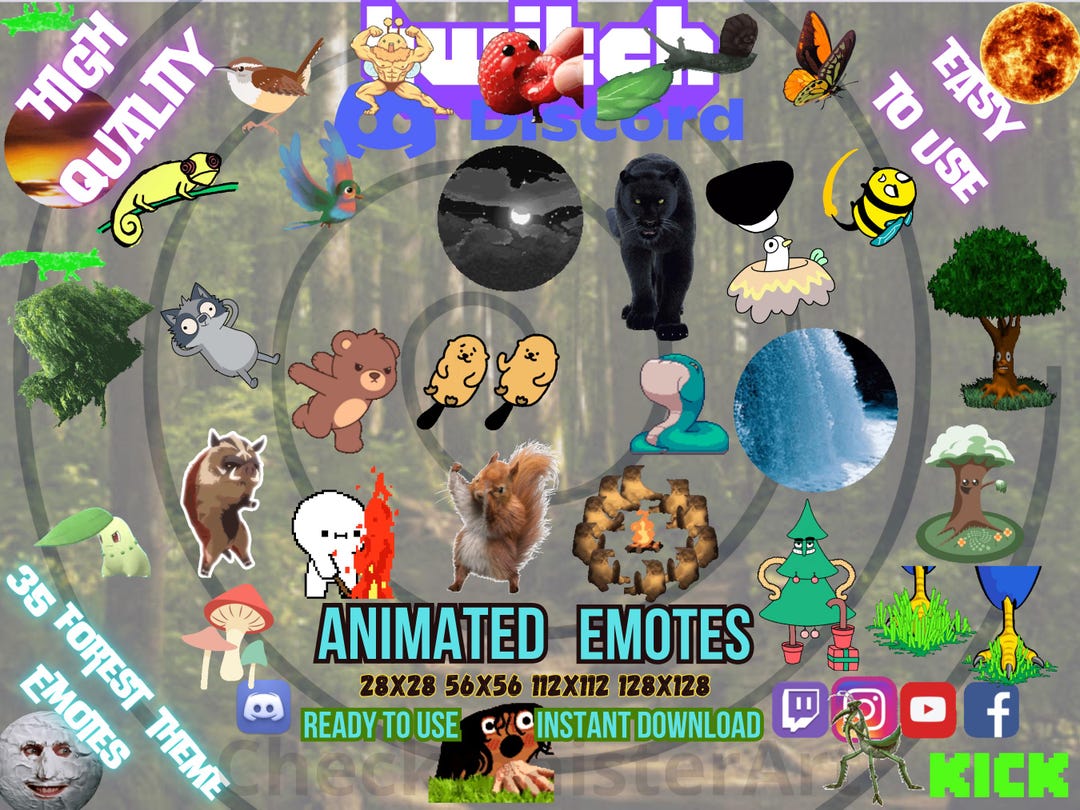 35 Wild Nature Animated Emotes: Twitch, Discord, Youtube, Kick (instant ...
