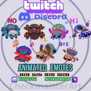 7 Animated Cute Spider Emotes, Twitch Emotes, Discord Emotes, Cozy ...
