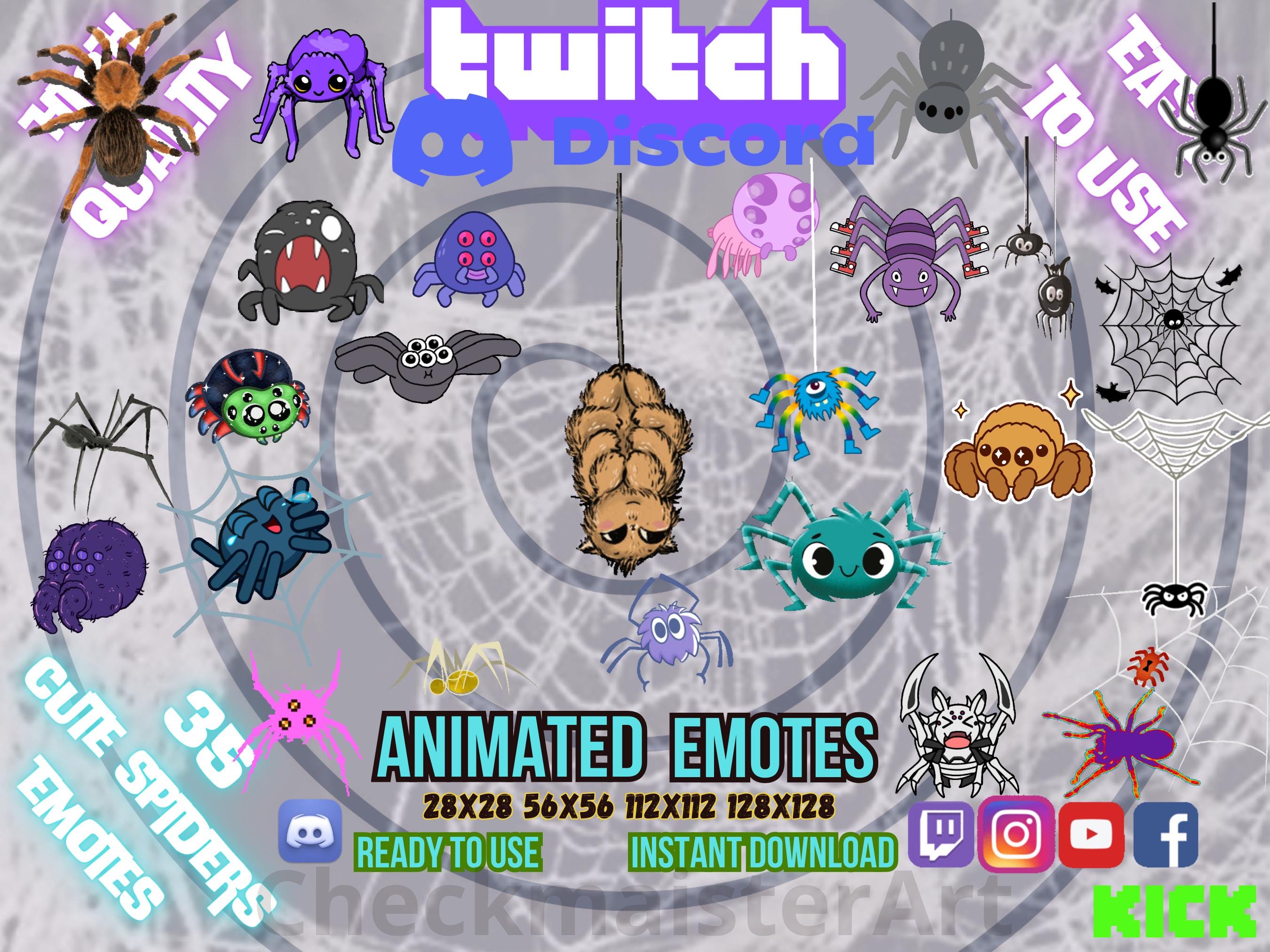 35 Animated Spiders Emotes, Twitch/discord Streamer Pack (digital ...