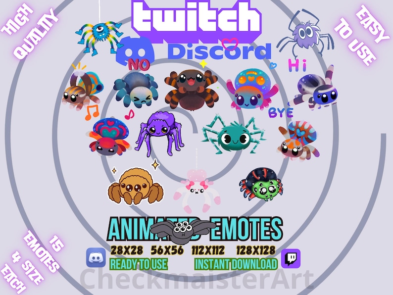 15 Animated Cute Spider Emotes, Twitch Emotes, Discord Emotes, Cozy ...