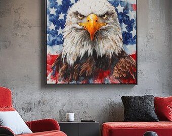 Patriotic Eagle Art – American Flag Lightning Wall Print | USA Freedom ...