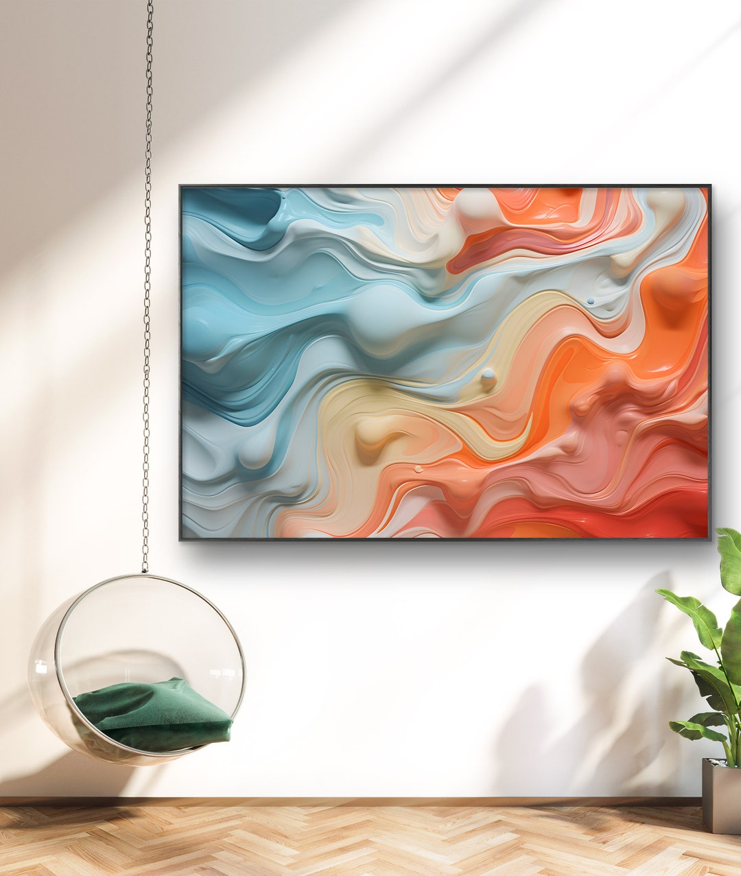 Colorful Shiny Glossy Wall Art Digital Print Colorful Waves Printable ...