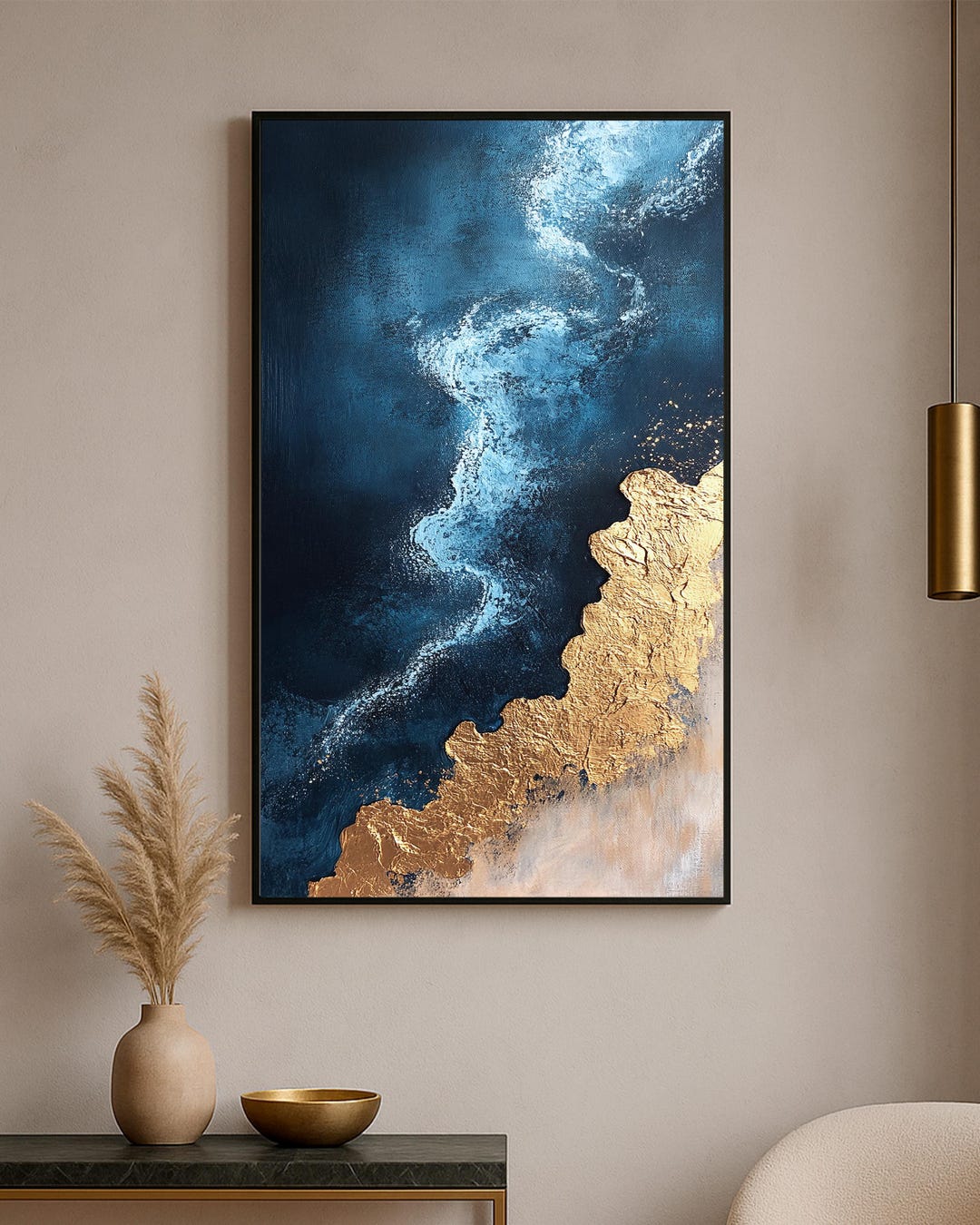 Abstract Blue and Gold Digital Download – Luxury Textured Digital Print ...