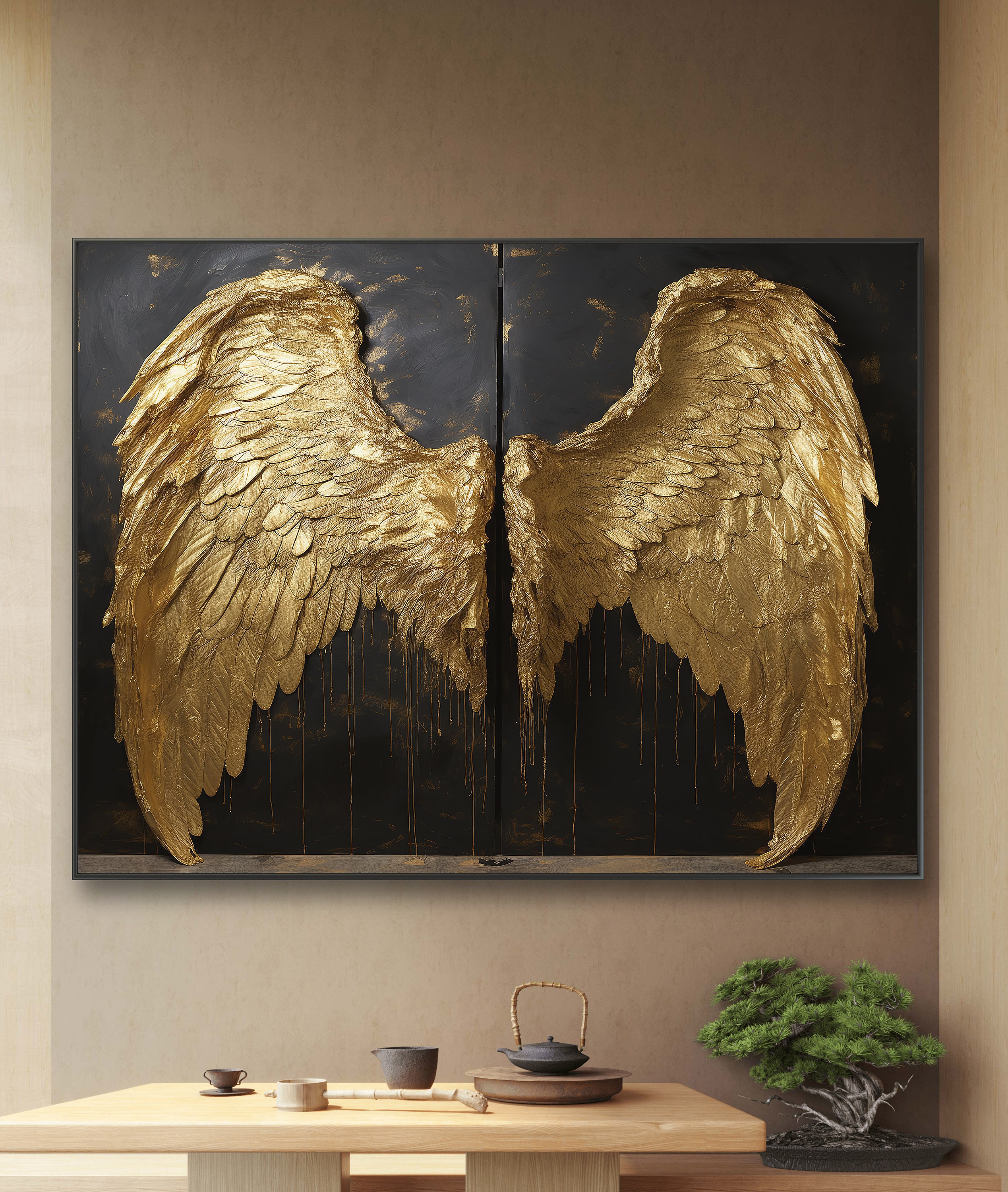Golden Angel Wings, Ready to Print CMYK PDF, Contemporary Art, Digital ...