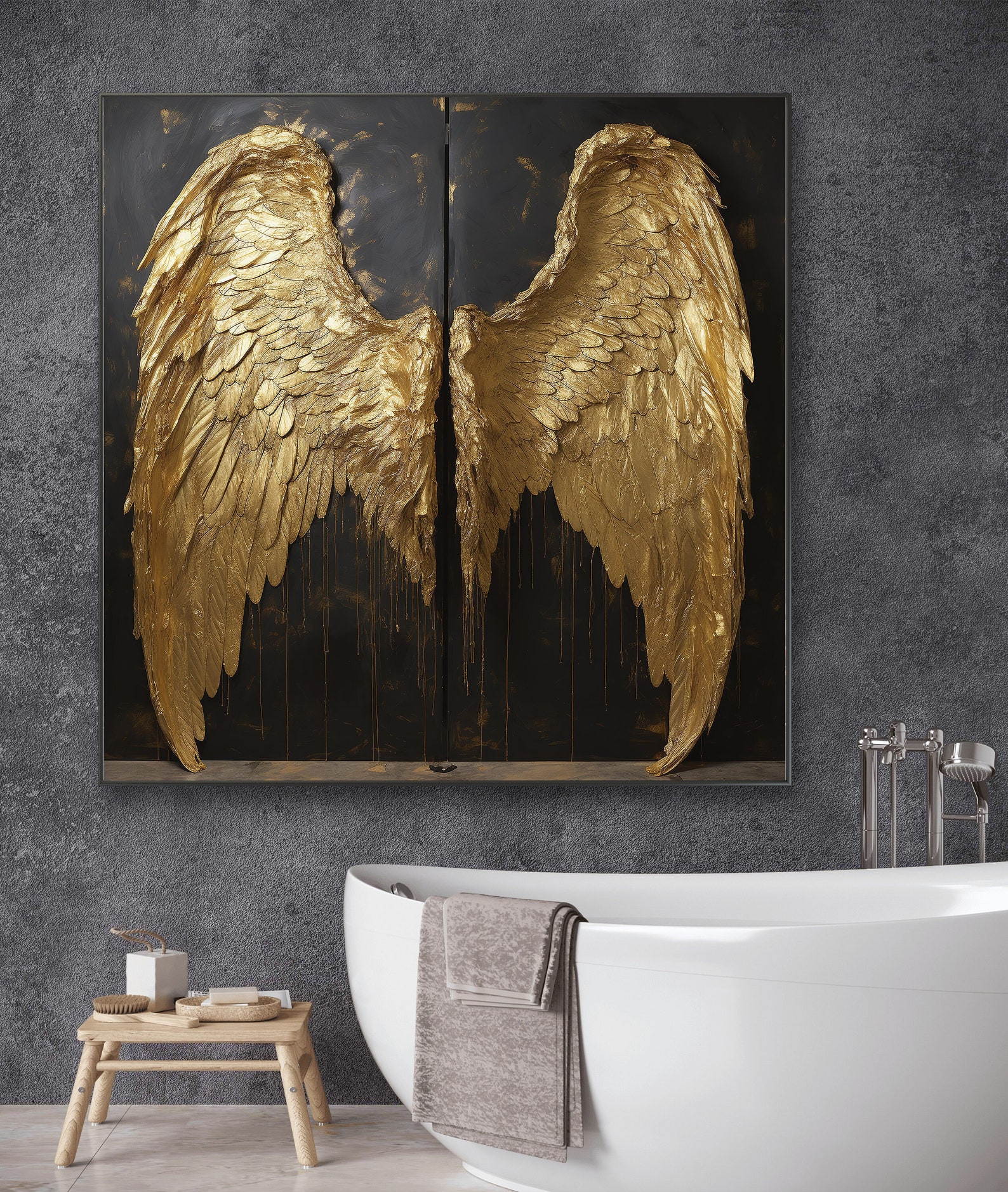 Golden Angel Wings, Ready to Print CMYK PDF, Contemporary Art, Digital ...