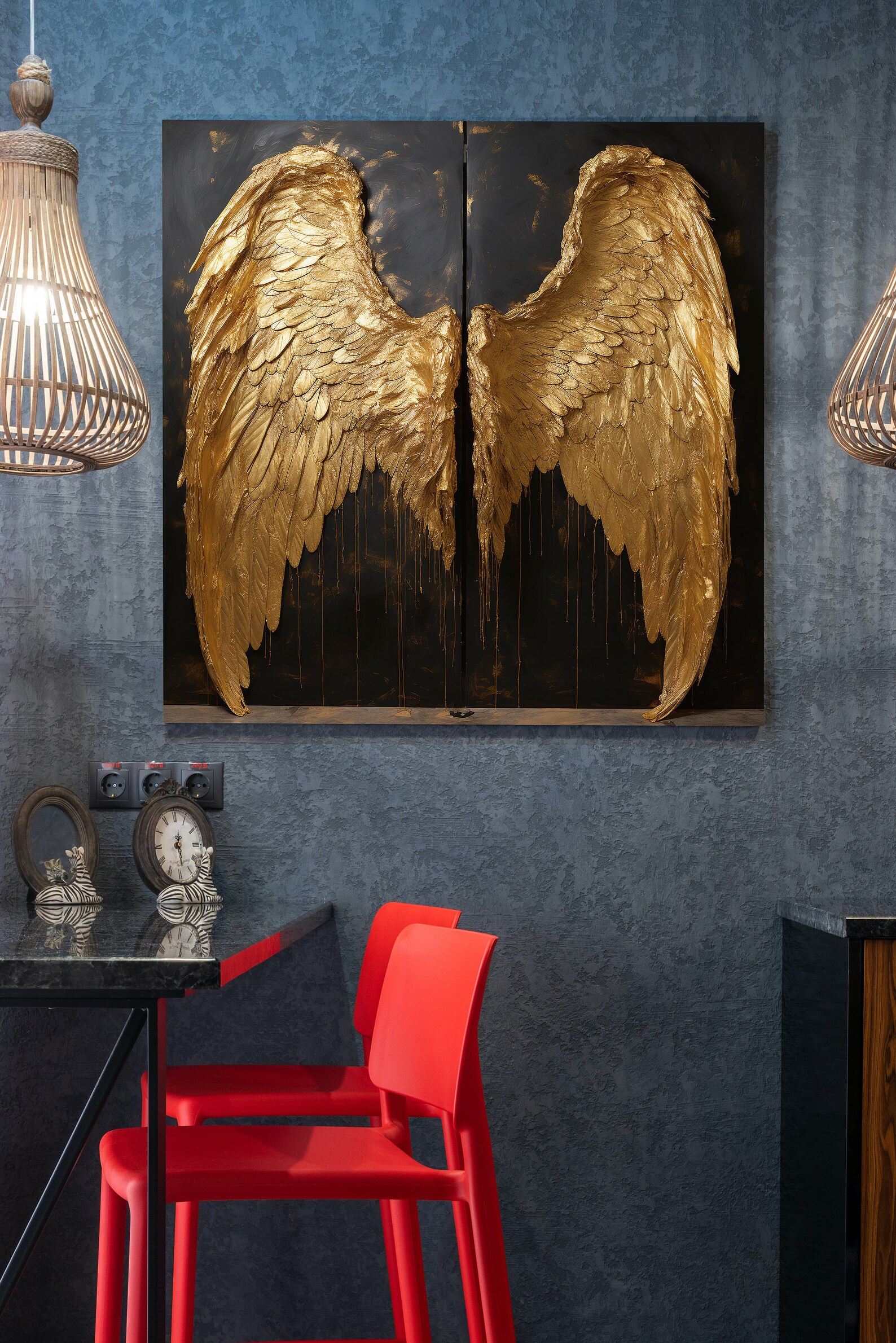Golden Angel Wings, Ready to Print CMYK PDF, Contemporary Art, Digital ...