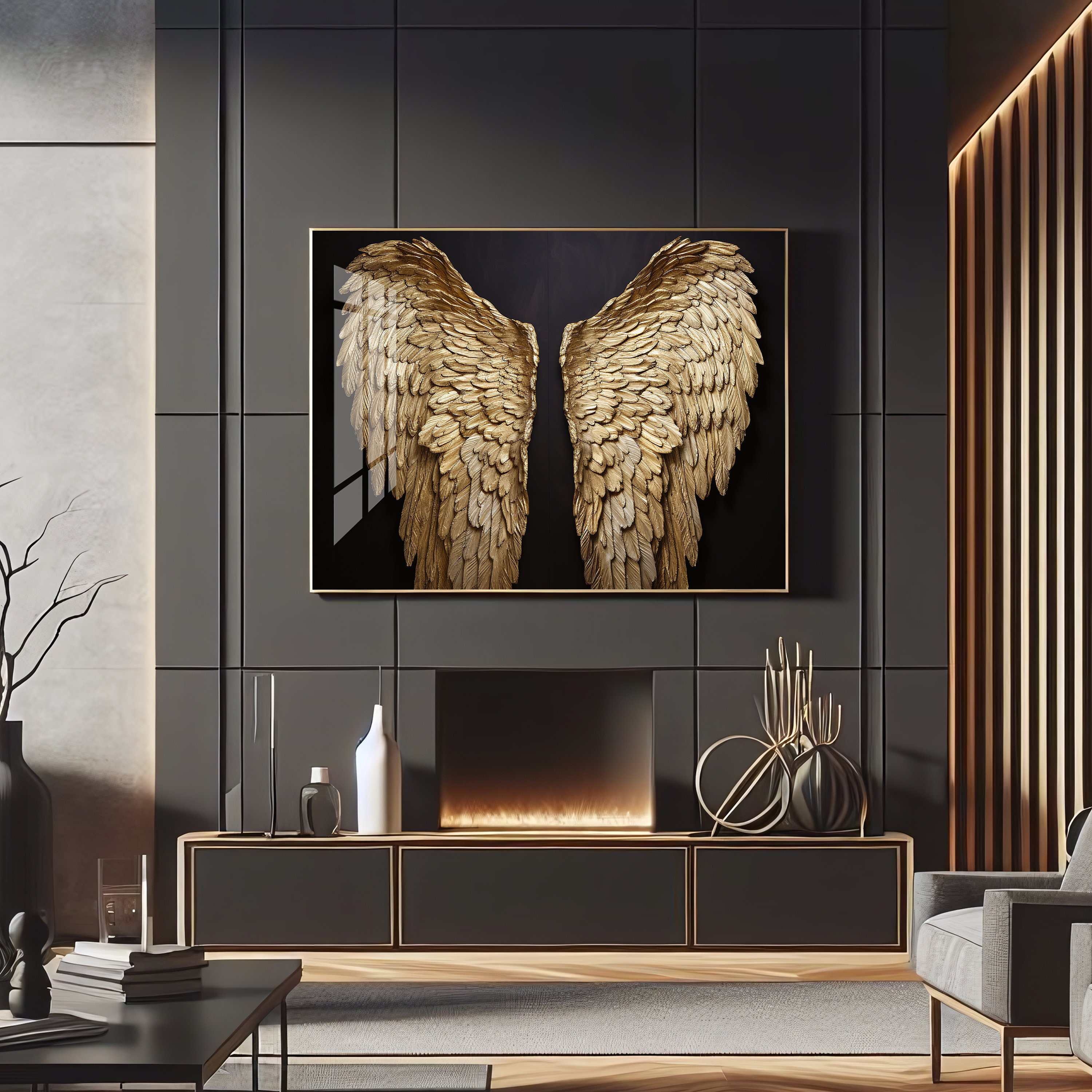Golden Angel Wings, Ready to Print CMYK PDF, Contemporary Art, Digital ...