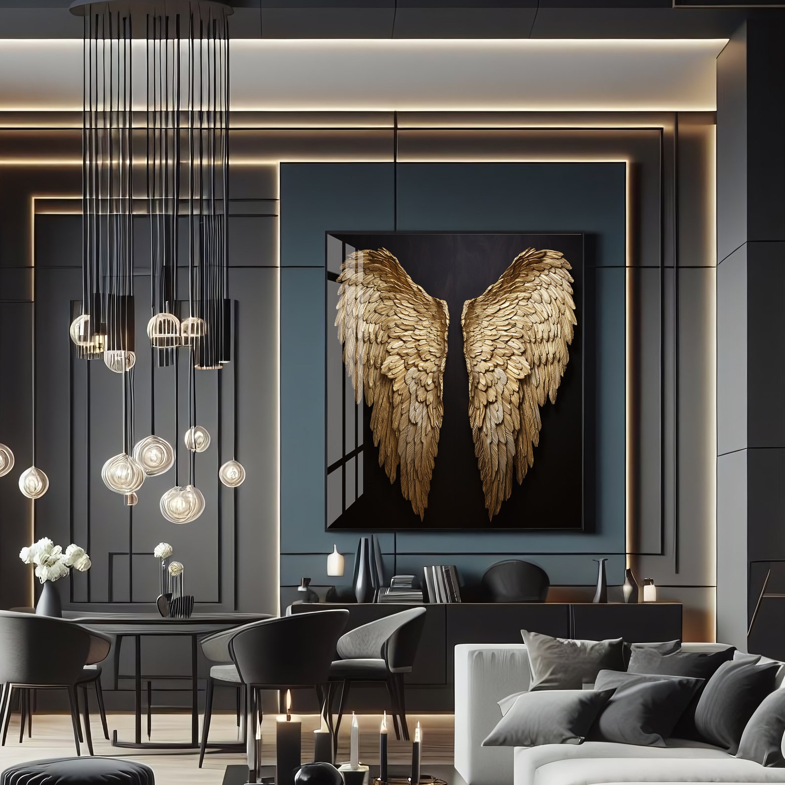 Golden Angel Wings, Ready to Print CMYK PDF, Contemporary Art, Digital ...