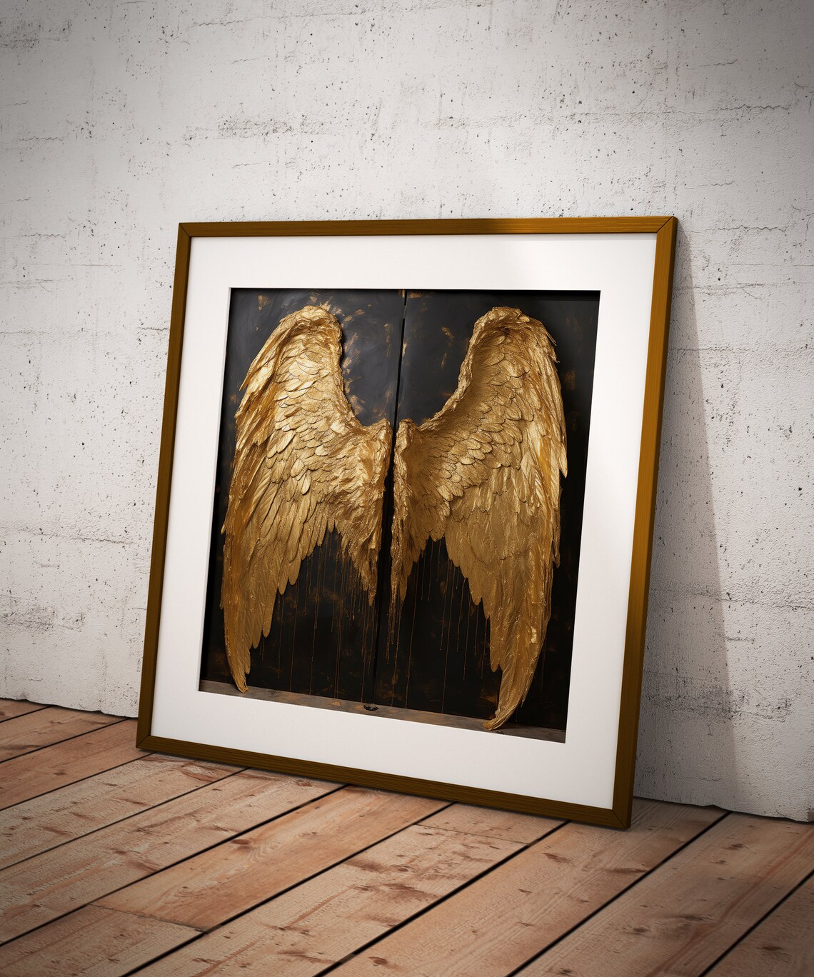 Golden Angel Wings, Ready to Print CMYK PDF, Contemporary Art, Digital ...