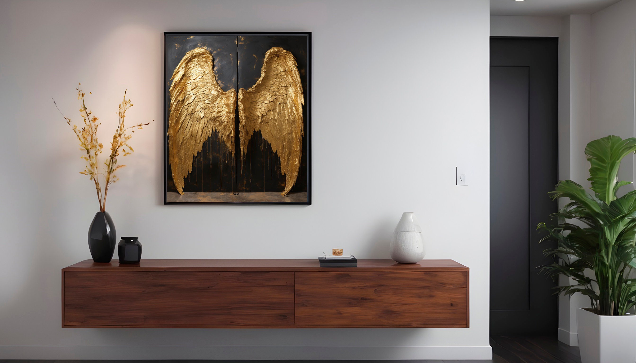 Golden Angel Wings, Ready to Print CMYK PDF, Contemporary Art, Digital ...